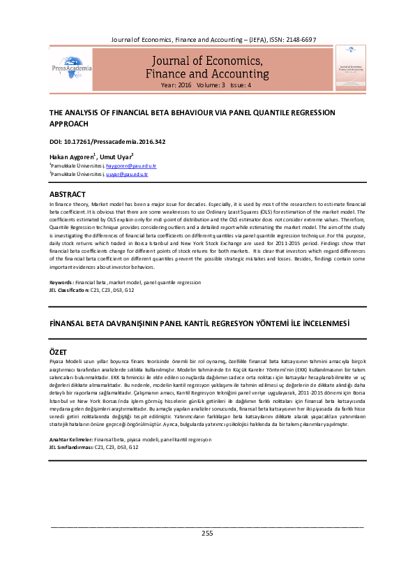 (PDF) The analysis of financial beta behaviour via panel quantile ...