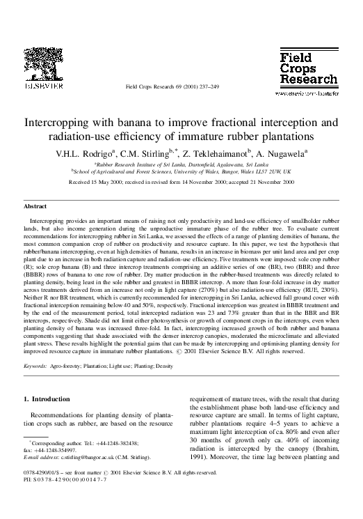 (PDF) Intercropping with banana to improve fractional interception and ...