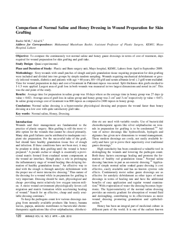 (PDF) Comparison of Normal Saline and Honey Dressing in Wound ...