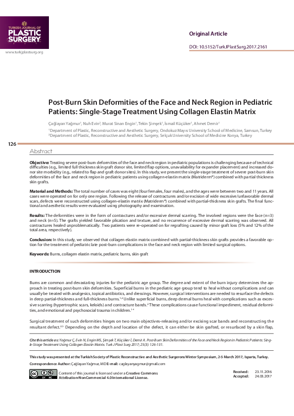 (PDF) Post-Burn Skin Deformities of the Face and Neck Region in ...