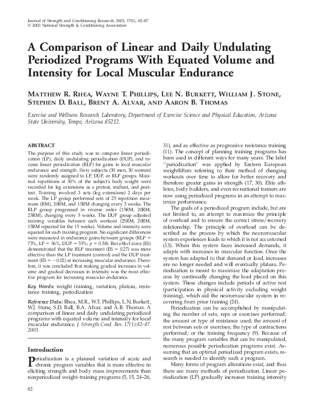 (PDF) A comparison of linear and daily undulating periodized programs ...