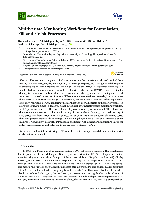 (PDF) Multivariate Monitoring Workflow for Formulation, Fill and Finish ...