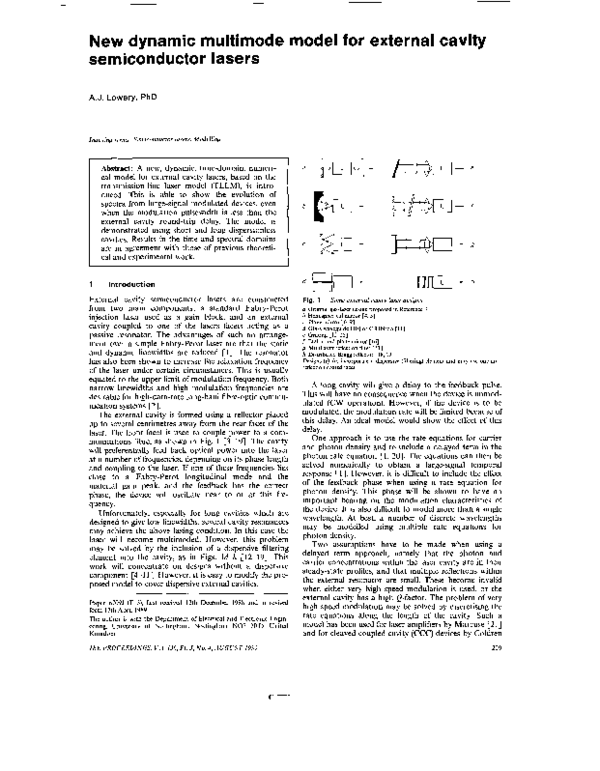 (PDF) New dynamic multimode model for external cavity semiconductor lasers
