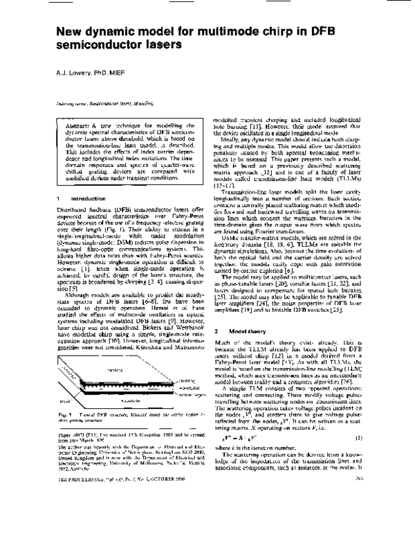 (PDF) New dynamic model for multimode chirp in DFB semiconductor lasers