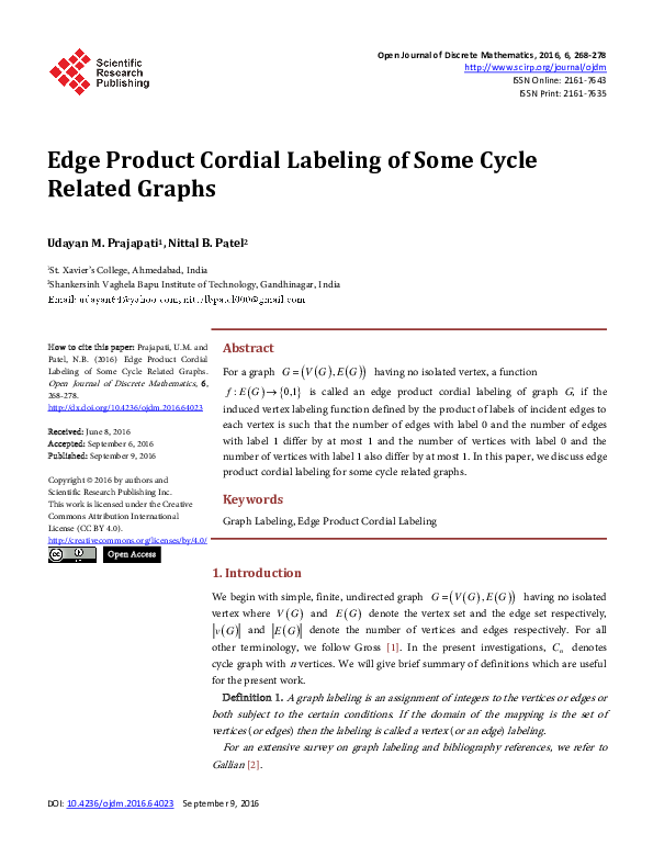 (PDF) Edge Product Cordial Labeling of Some Cycle Related Graphs