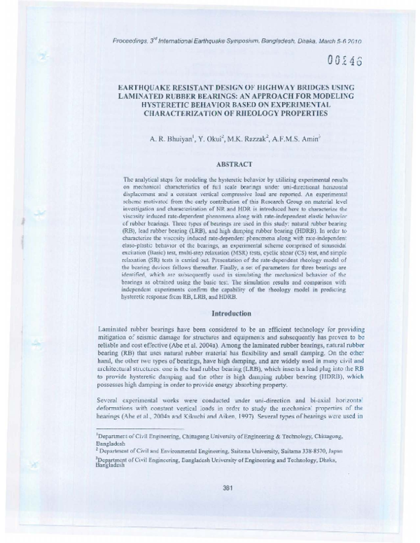 (PDF) Earthquake resistant design of highway bridges using laminated ...