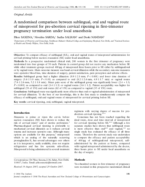 (PDF) Misoprostol Routes for Cervical Ripening: A Trial