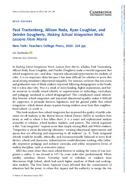 (PDF) Review of Making School Integration Work by Paul Tractenberg et al