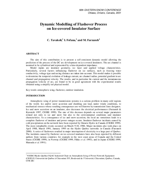 (PDF) Dynamic modelling of Flashover Process on Ice-covered insulator ...