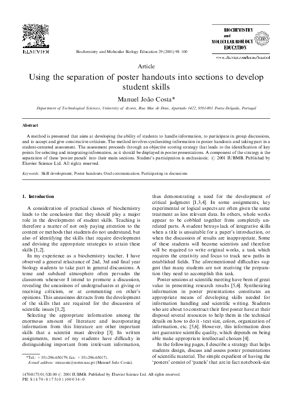 (PDF) Using the separation of poster handouts into sections to develop ...