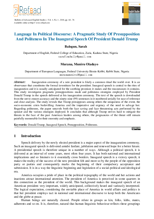 (PDF) Language In Political Discourse: A Pragmatic Study Of ...