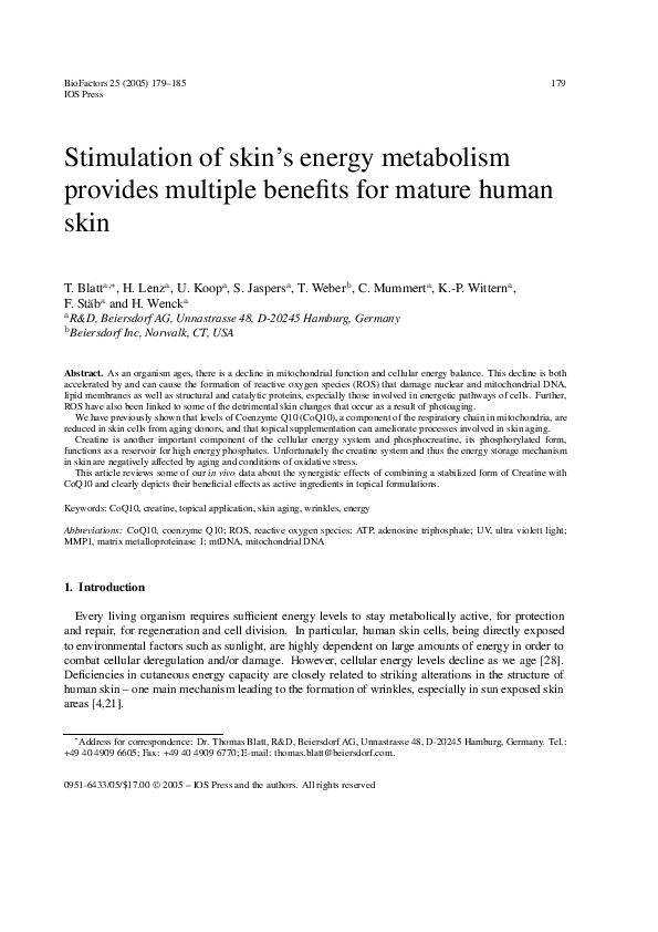 (PDF) Stimulation of skin's energy metabolism provides multiple ...