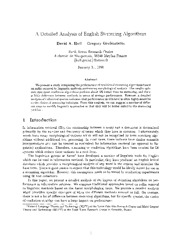 Pdf A Detailed Analysis Of English Stemming Algorithms