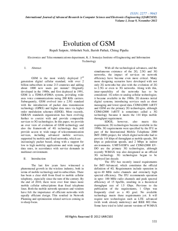 (PDF) Evolution of GSM