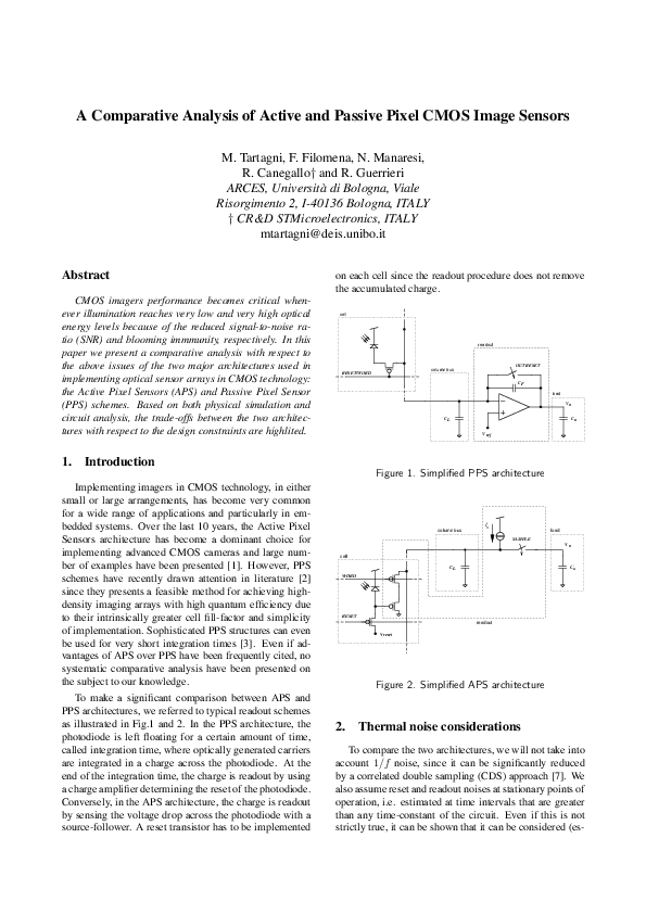 (PDF) A Comparative Analysis of Active and Passive Pixel CMOS Image Sensors