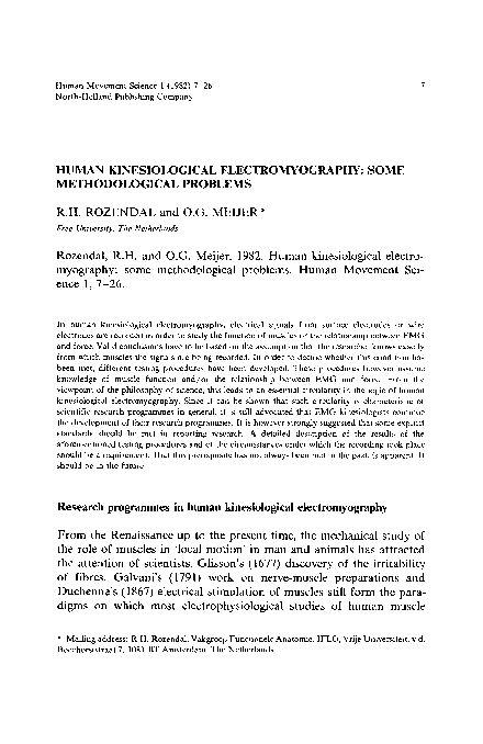 (PDF) Human kinesiological electromyography: Some methodological problems