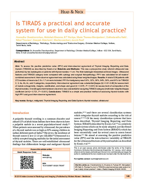 (PDF) Is TIRADS a practical and accurate system for use in daily ...