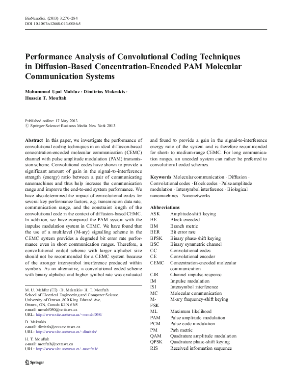Pdf Performance Analysis Of Convolutional Coding Techniques In