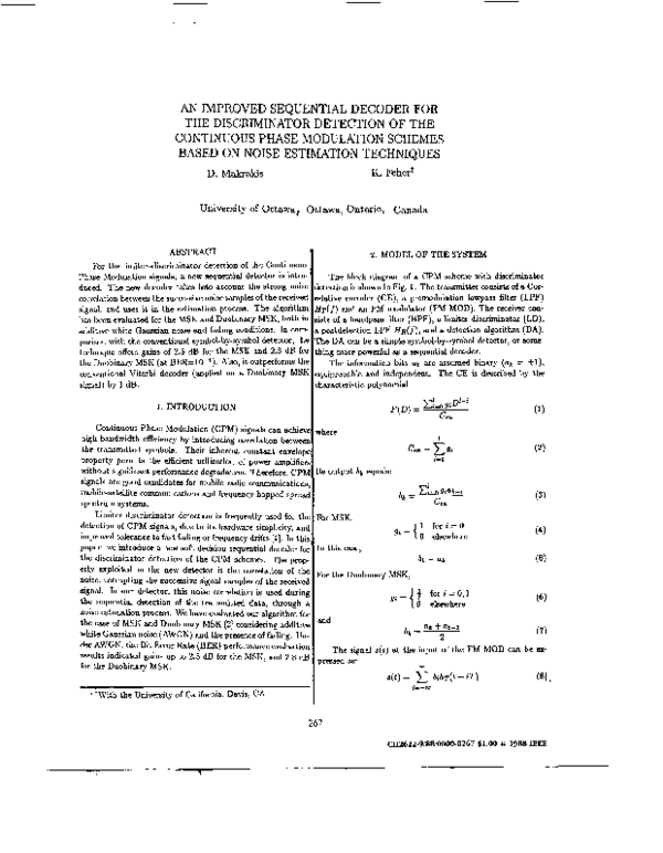 (PDF) An improved sequential decoder for the discriminator detection of the continuous phase ...