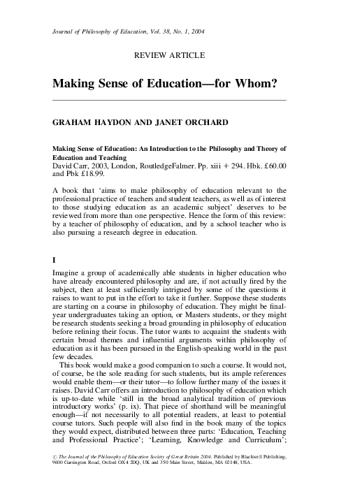 (PDF) Making Sense of Education-for Whom?