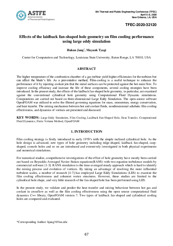 (PDF) Effects of the laidback fan-shaped hole geometry on film cooling ...