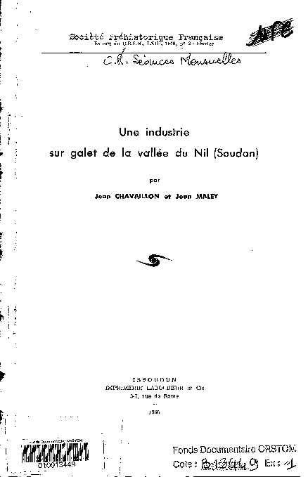 (PDF) Une industrie sur galet de la vallée du Nil (Soudan) | Jean MALEY ...