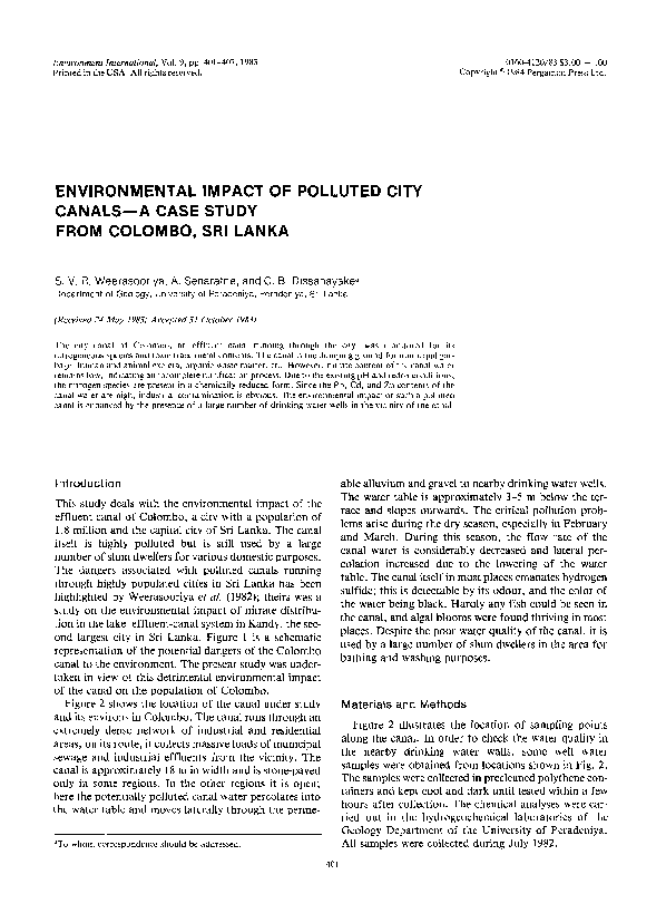 (PDF) Environmental impact of polluted city canals — a case study from ...