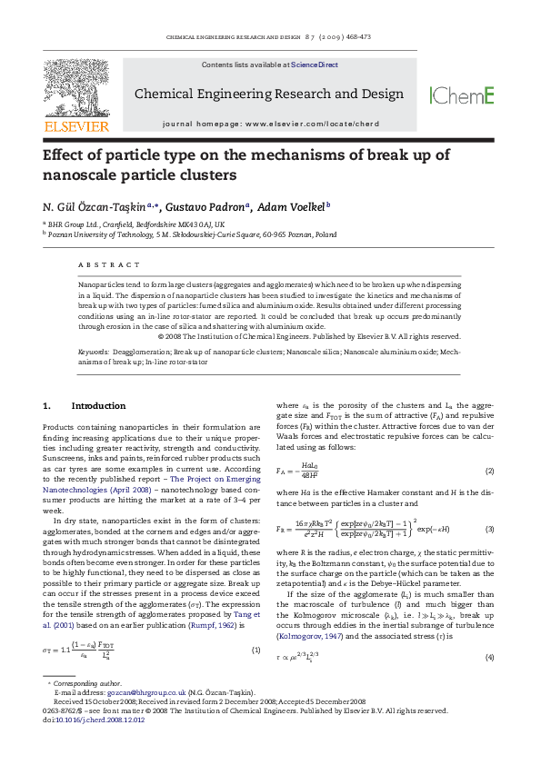 (PDF) Effect of particle type on the mechanisms of break up of nanoscale particle clusters
