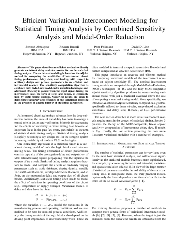 (PDF) Efficient Variational Interconnect Modeling for Statistical Timing Analysis by Combined ...