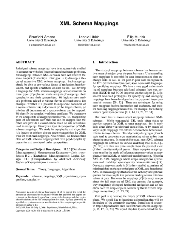 (PDF) XML Schema Mappings