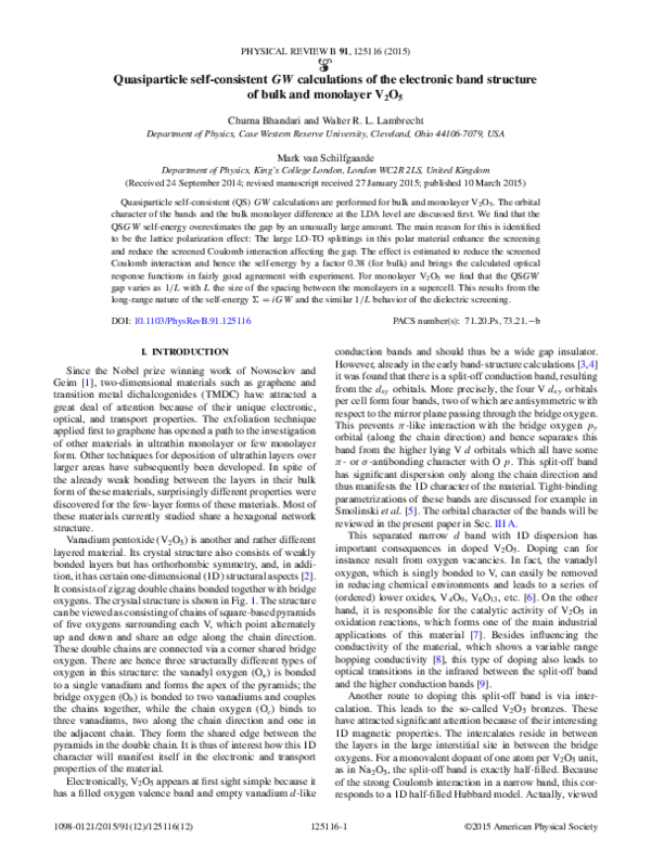 Pdf Quasiparticle Self Consistent Gw Calculations For Pbs Pbse And Pbte Band Structure And