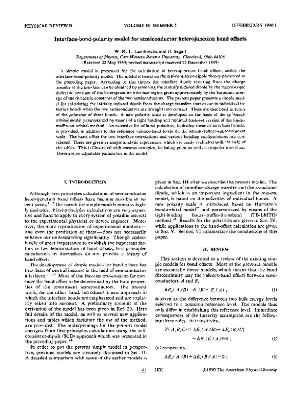 (PDF) Interface-bond-polarity model for semiconductor heterojunction ...
