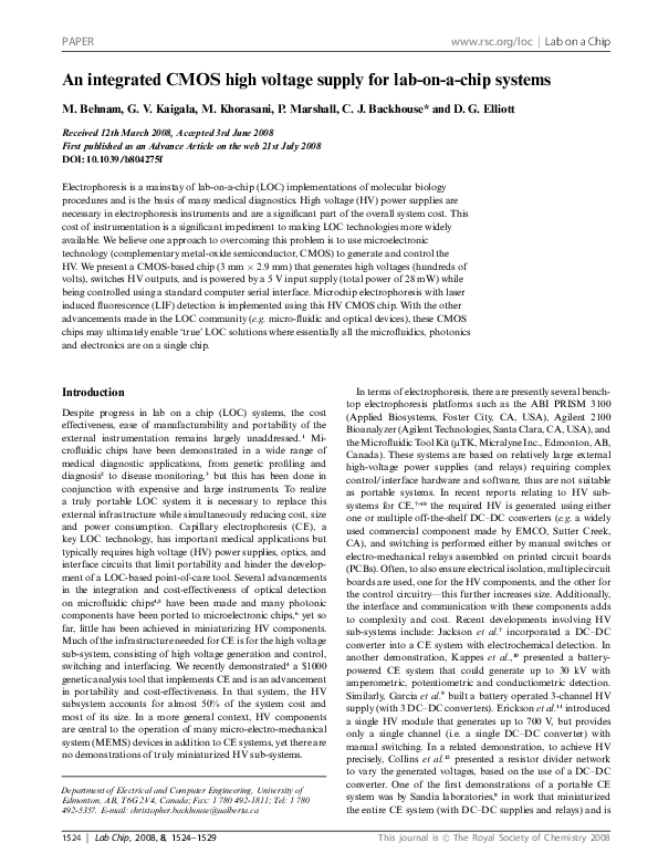 (PDF) CMOS High Voltage Supply for Lab-on-a-Chip