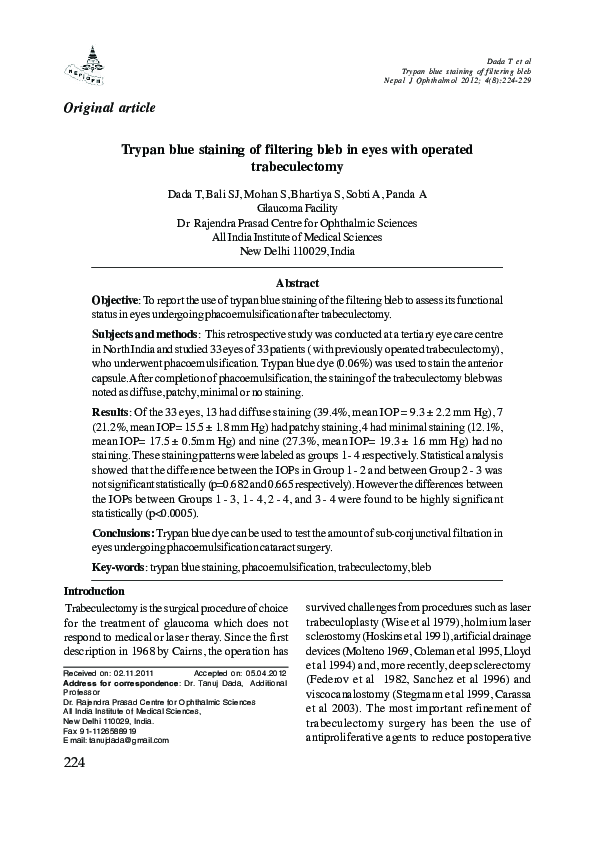 (PDF) Trypan blue staining of filtering bleb in eyes with operate ...