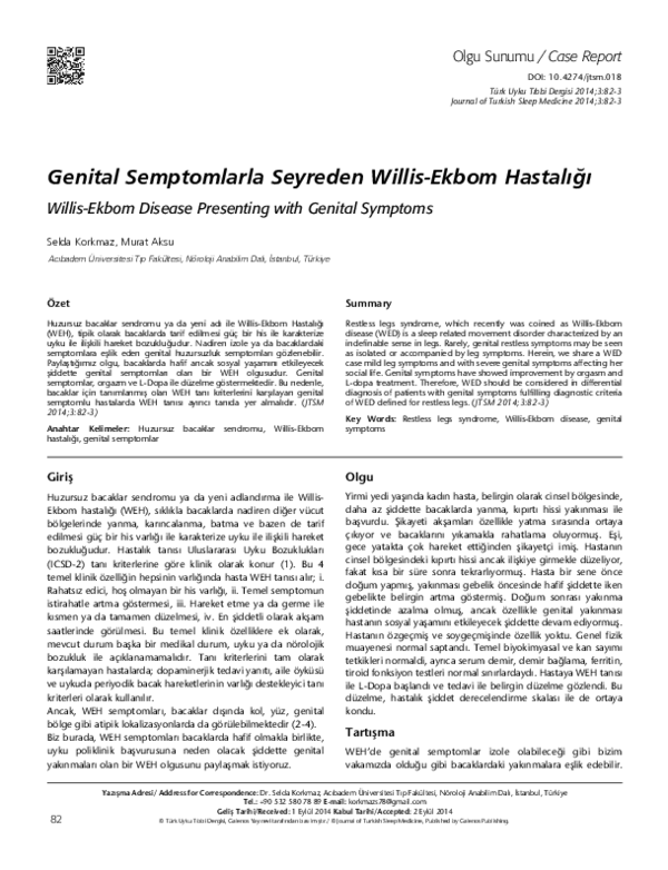 (PDF) Willis-Ekbom Disease Presenting with Genital Symptoms | Murat ...