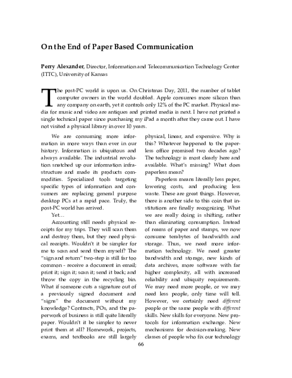 (PDF) On the End of Paper-Based Communication
