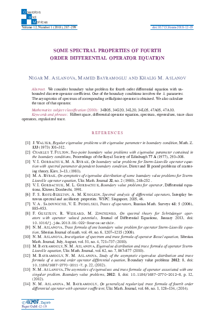 Pdf Some Spectral Properties Of Fourth Order Differential Operator