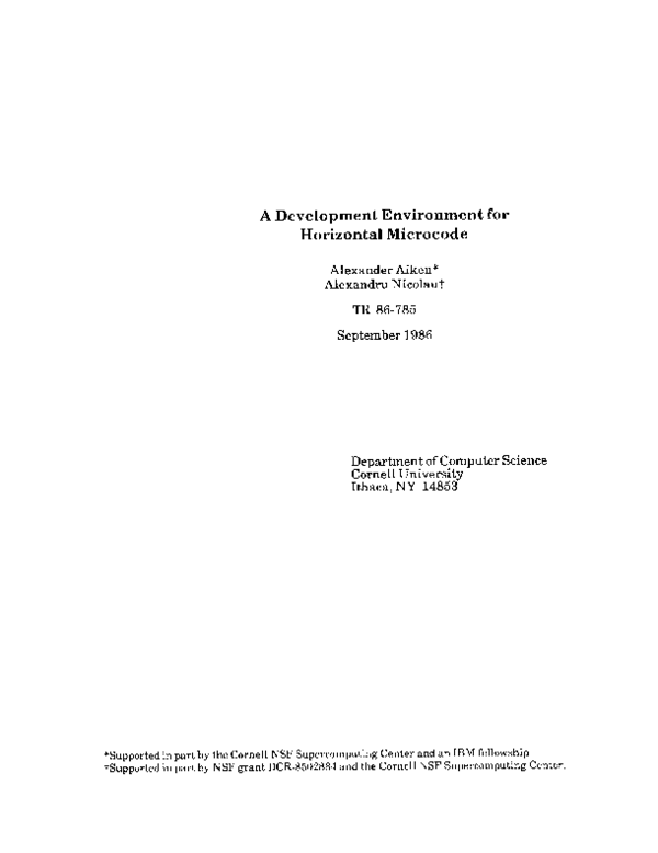 (PDF) A development environment for horizontal microcode