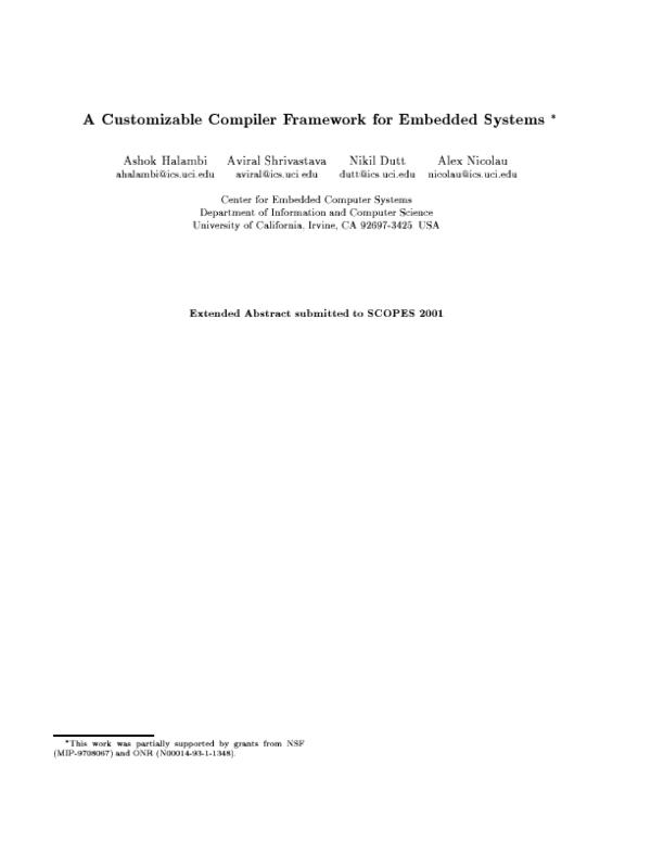 (PDF) A customizable compiler framework for embedded systems