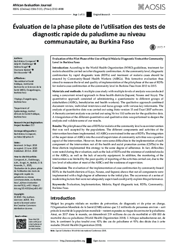 (PDF) Évaluation de la phase pilote de l’utilisation des tests de ...