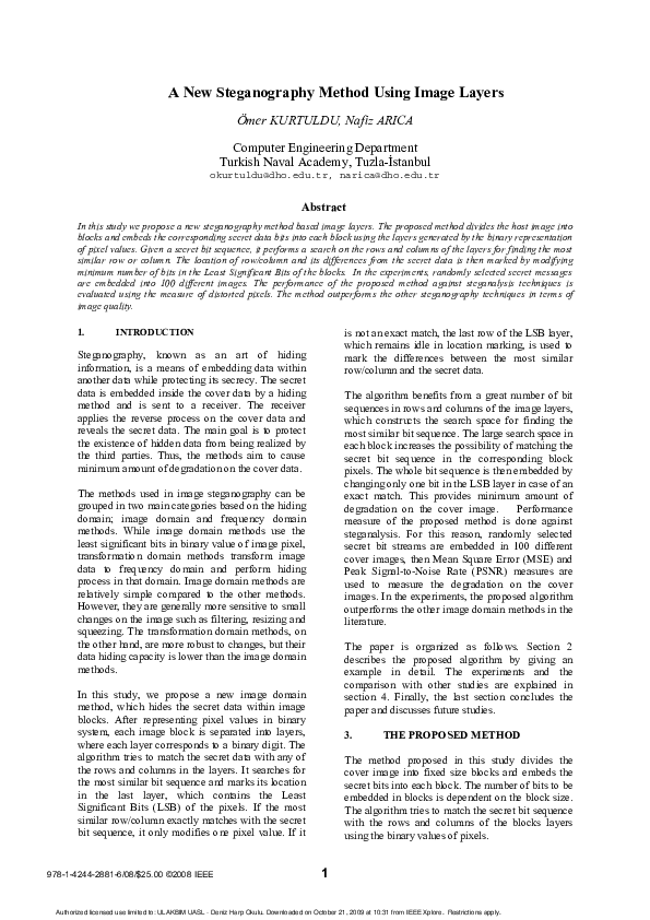 (PDF) A new steganography method using image layers