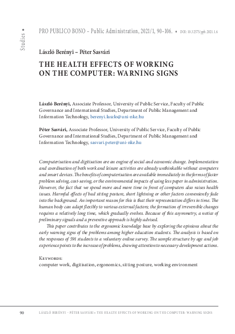 (PDF) THE HEALTH EFFECTS OF WORKING ON THE COMPUTER: WARNING SIGNS