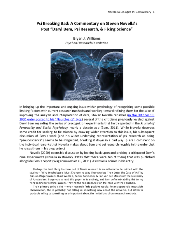 (PDF) Psi Breaking Bad: A Commentary on Steven Novella's Post "Daryl ...