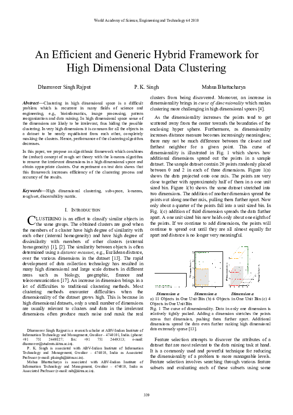(PDF) An Efficient and Generic Hybrid Framework for High Dimensional Data Clustering
