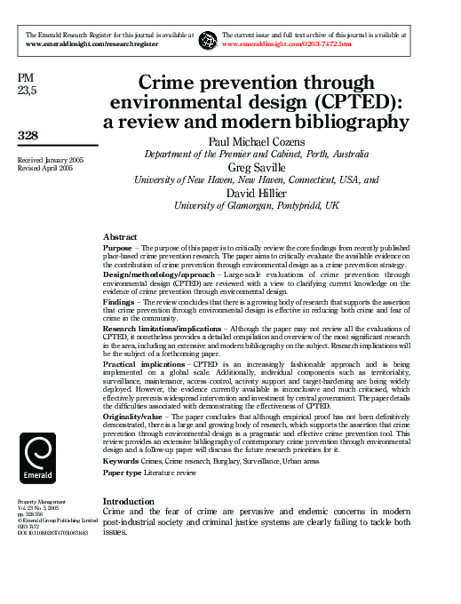 (PDF) Crime Prevention through Environmental Design (CPTED) and the New ...
