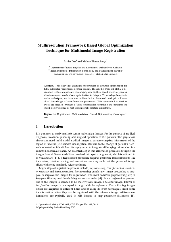 (PDF) Multiresolution Framework Based Global Optimization Technique for Multimodal Image ...