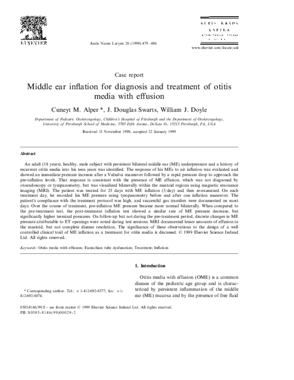(PDF) Middle ear inflation for diagnosis and treatment of otitis media ...