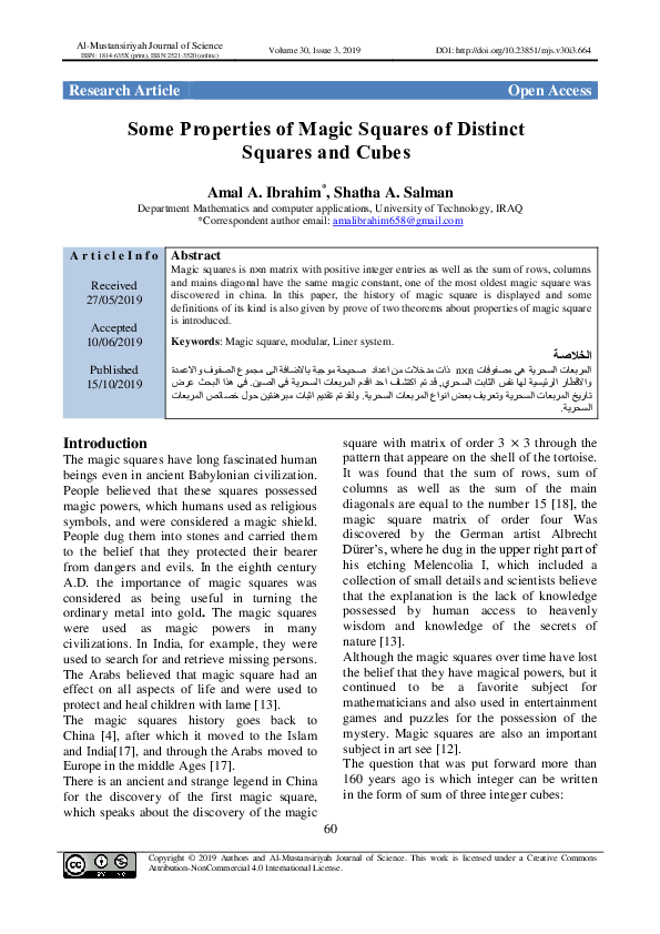(PDF) Some properties of magSome Properties of Magic Squares of ...