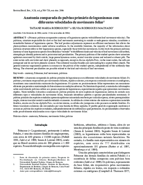 (PDF) Primary pulvinus comparative anatomy of leguminous species with ...