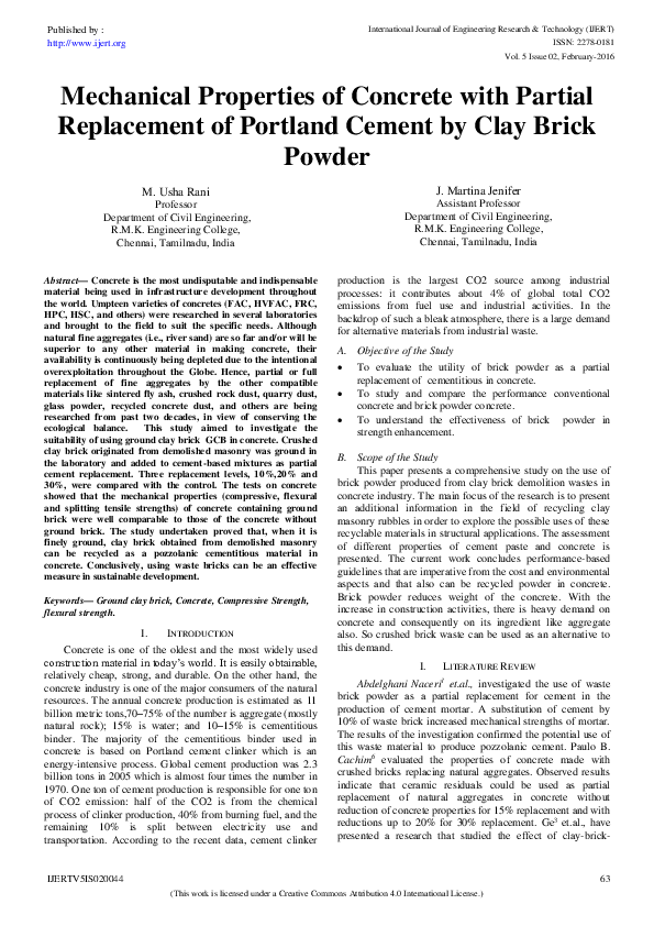 (PDF) Mechanical properties of concrete with partial replacement by ...